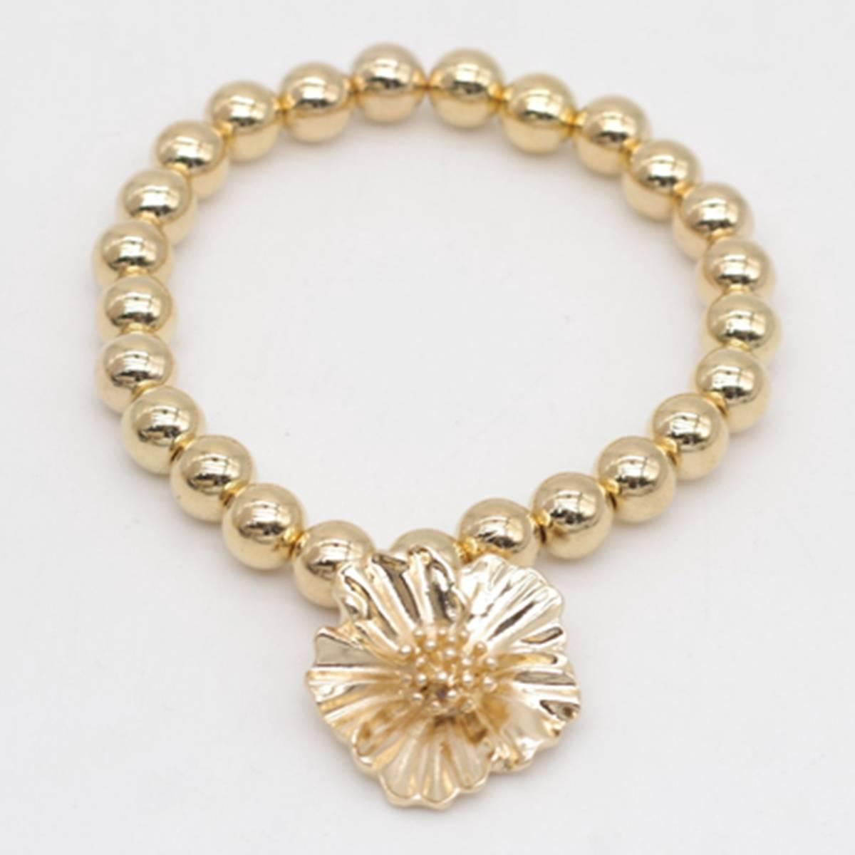 Click here for Design Collection Gold-Tone Beaded Flower Stretch... prices