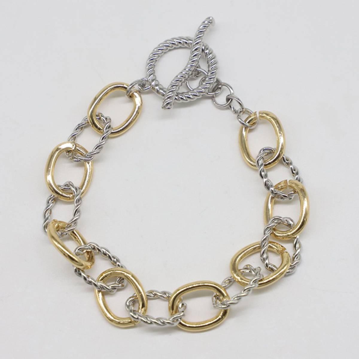 Click here for Design Collection Two-Tone Textured Link Bracelet prices