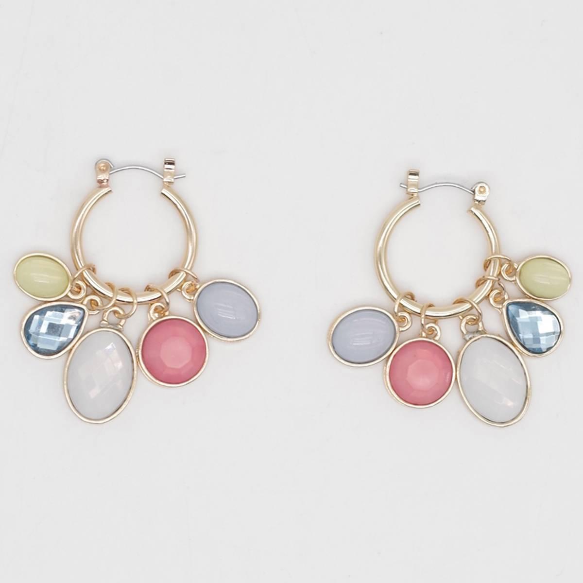 Click here for Design Collection Gold Multi Color Drop Hoop Earri... prices