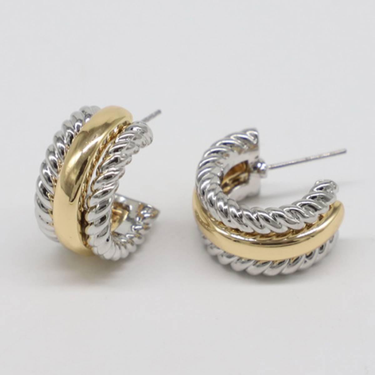 Click here for Design Collection Two-Tone Textured Hoop Earrings prices