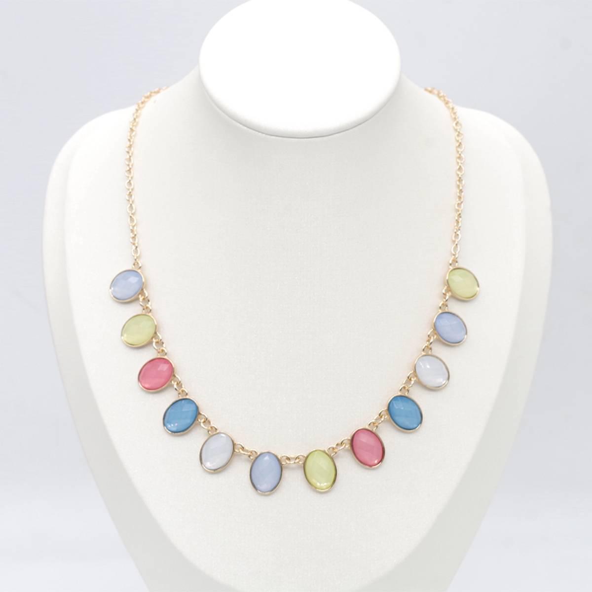 Click here for Design Collection Gold Multi Color Drop Necklace prices