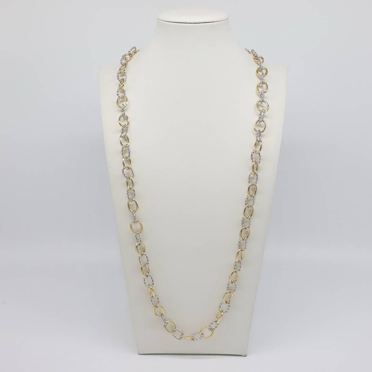 Click here for Design Collection Two-Tone Textured Long Link Neck... prices