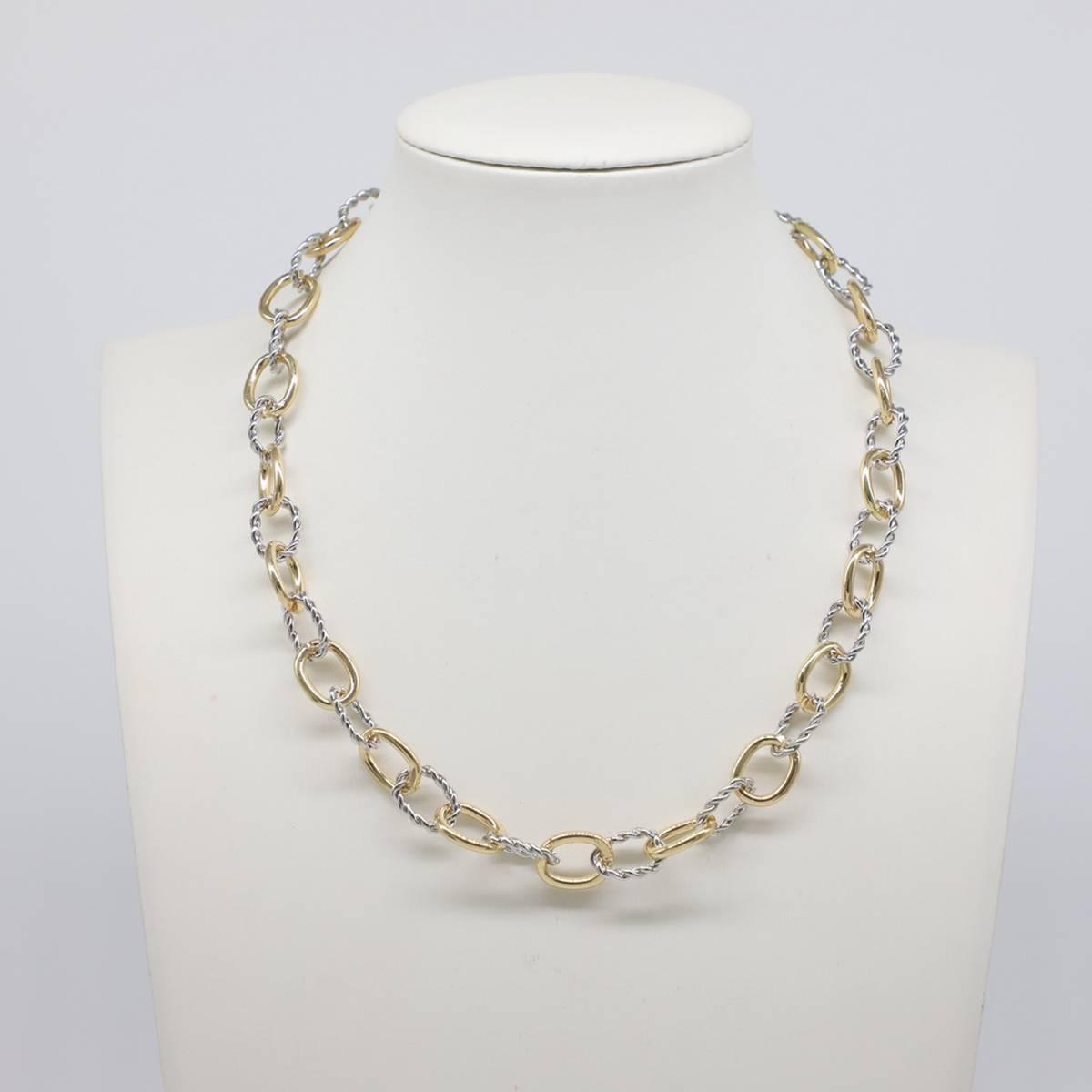 Click here for Design Collection Two-Tone Textured Link Necklace prices