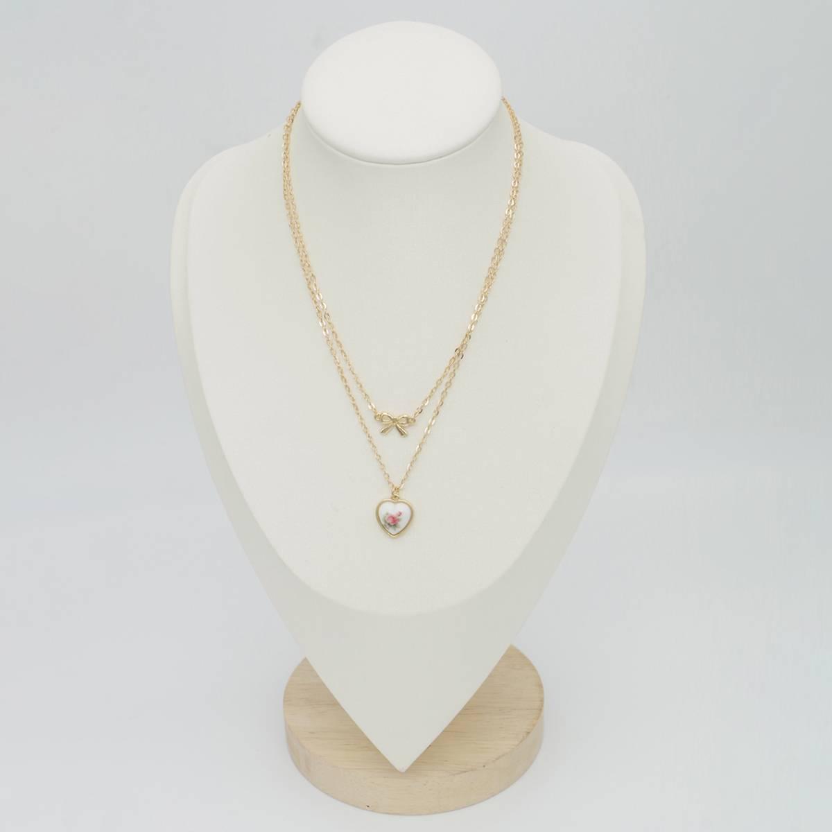 Click here for Ashley 2pc. Bow & Heart Charm Necklace Set prices