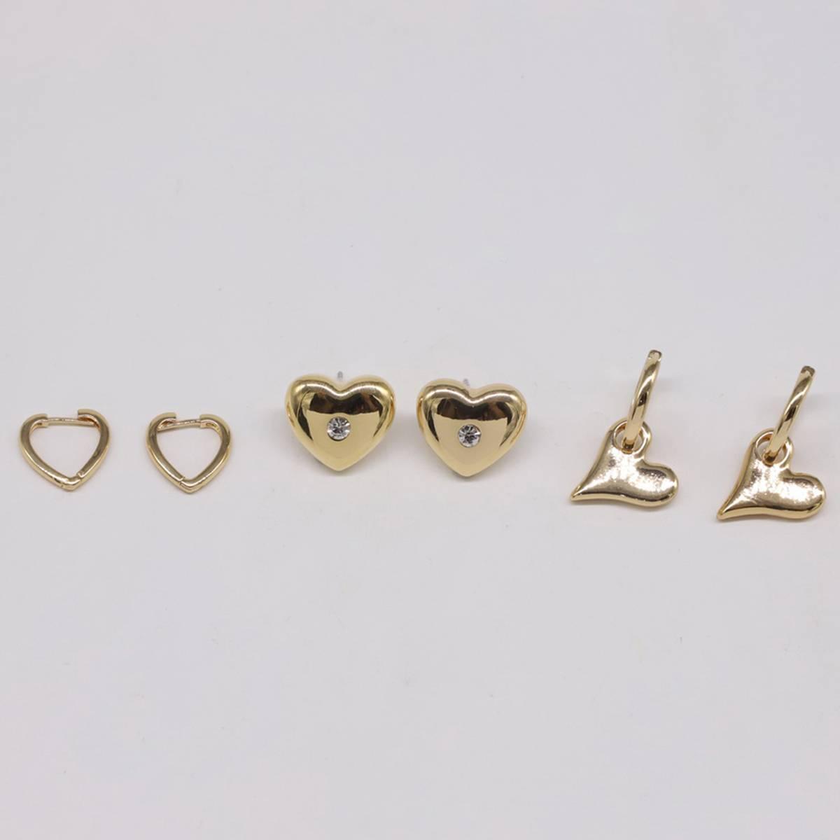 Click here for Ashley Gold-Tone Heart Trio Earring Set prices