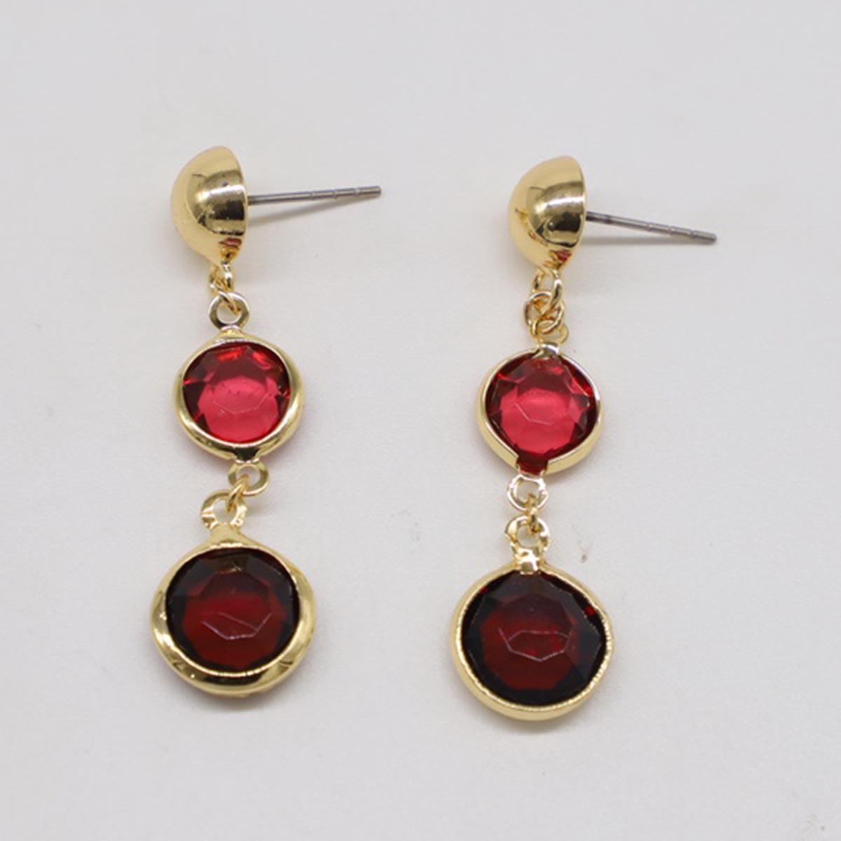 Click here for Ashley Cooper(tm) Gold & Red Stone Drop Earrings prices