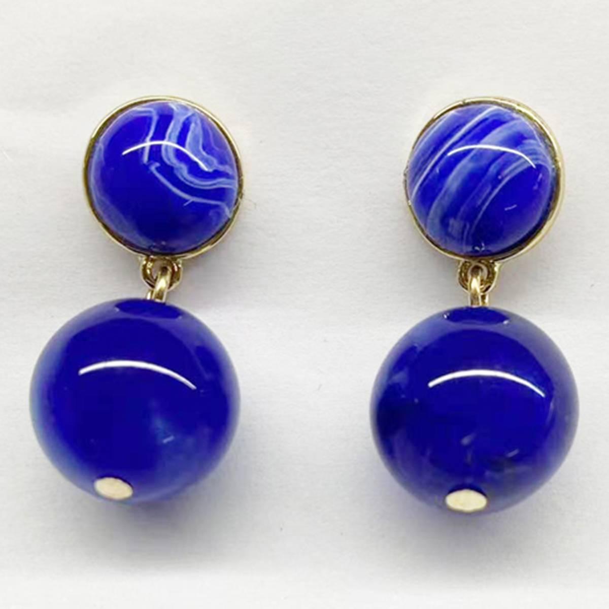 Click here for Ashley Cooper(tm) Blue & Gold-Tone Ball Drop Earri... prices