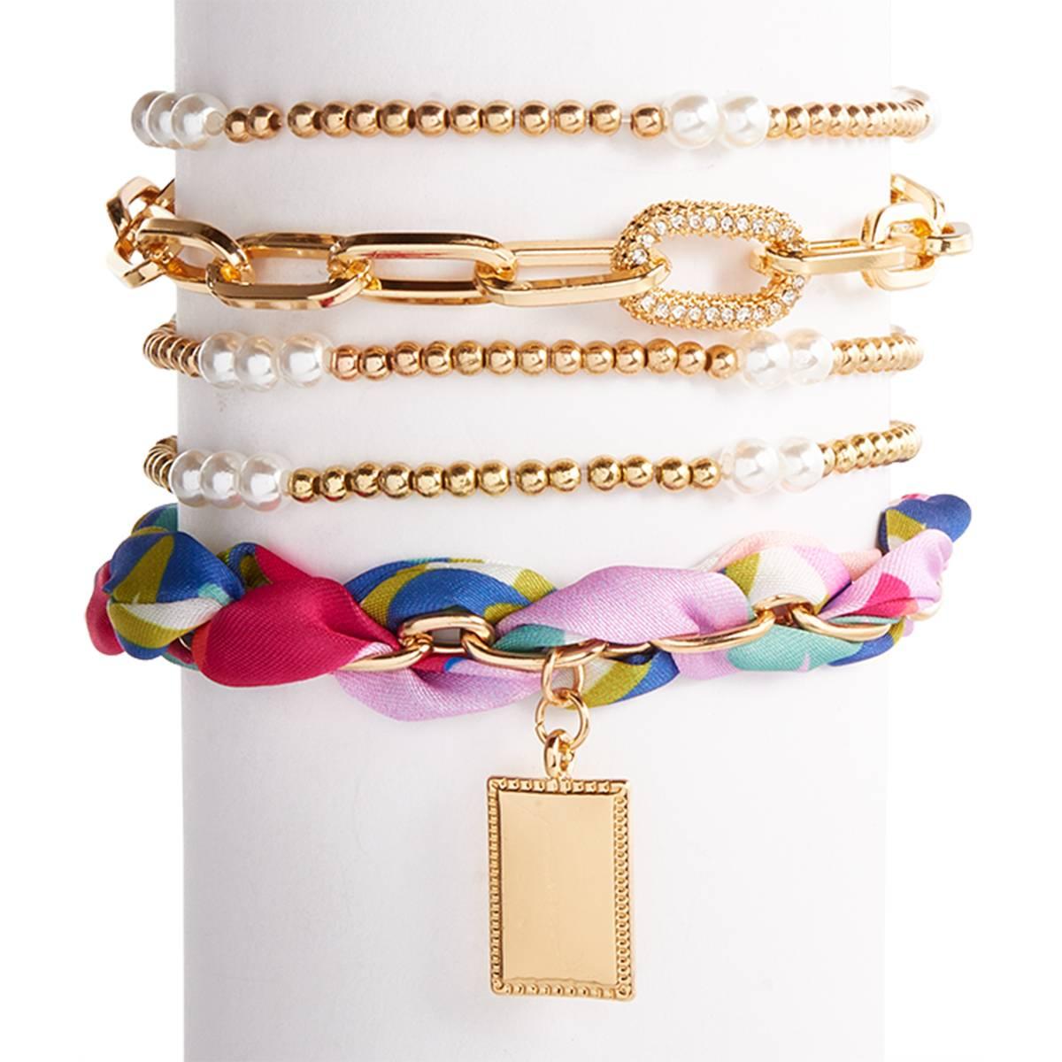 Click here for Ashley Cooper(tm) 5pc. Scarf Bracelet Set with Cha... prices