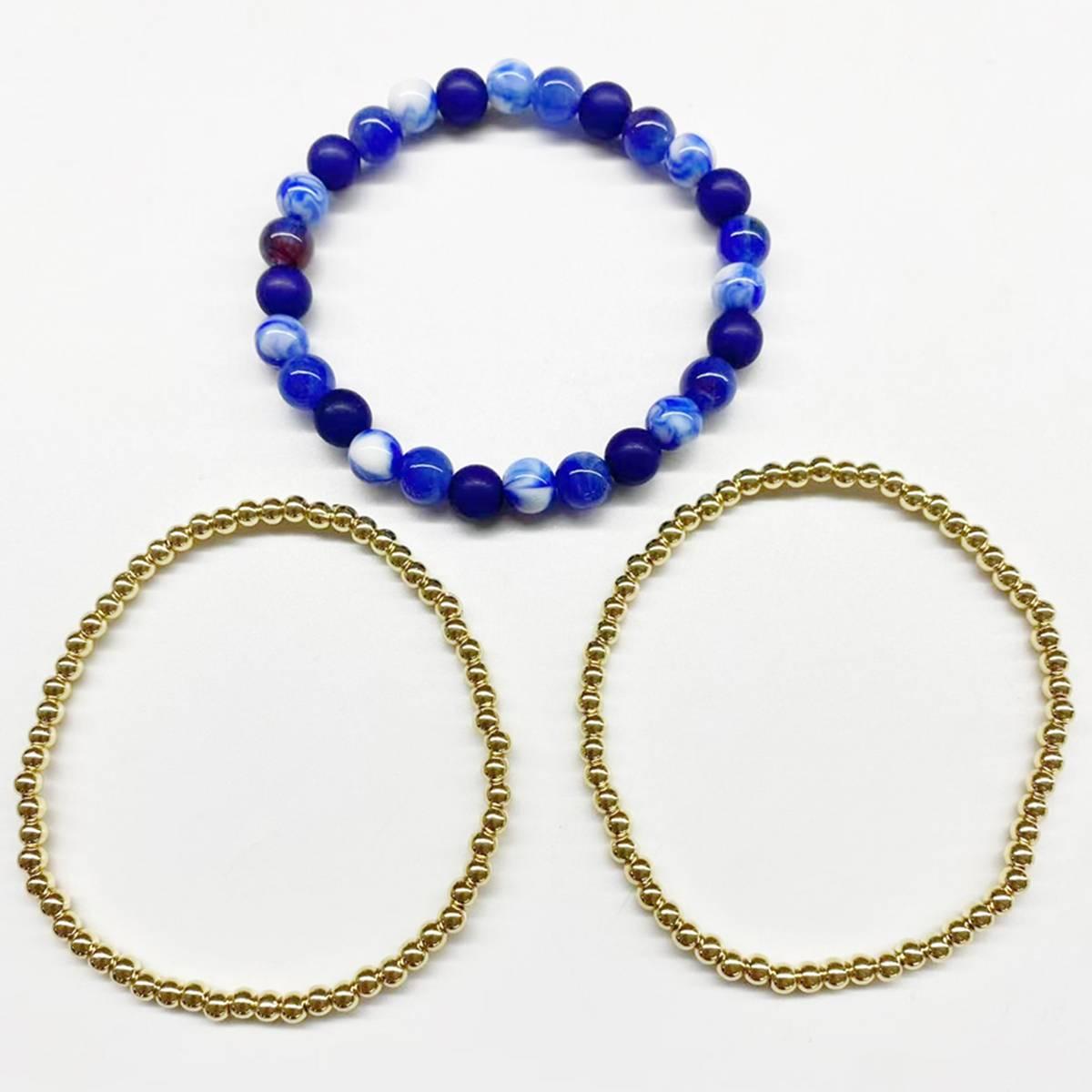 Click here for Ashley Cooper(tm) 3pc. Blue & Gold-Tone Bead Stret... prices
