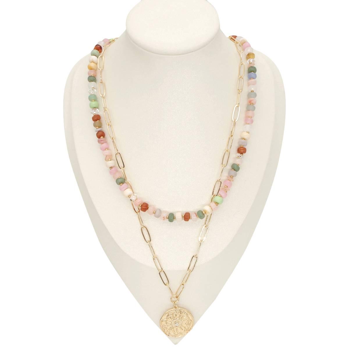 Click here for Ashley Cooper(tm) 2-Row Pastel Bead & Chain Flower... prices
