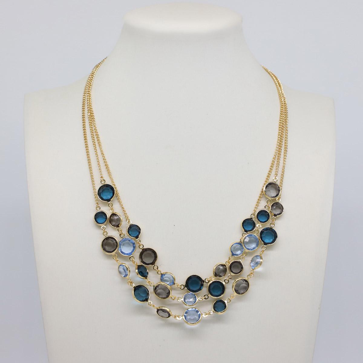Click here for Ashley Cooper(tm) 3 Row Gold & Blue Stone Beaded N... prices