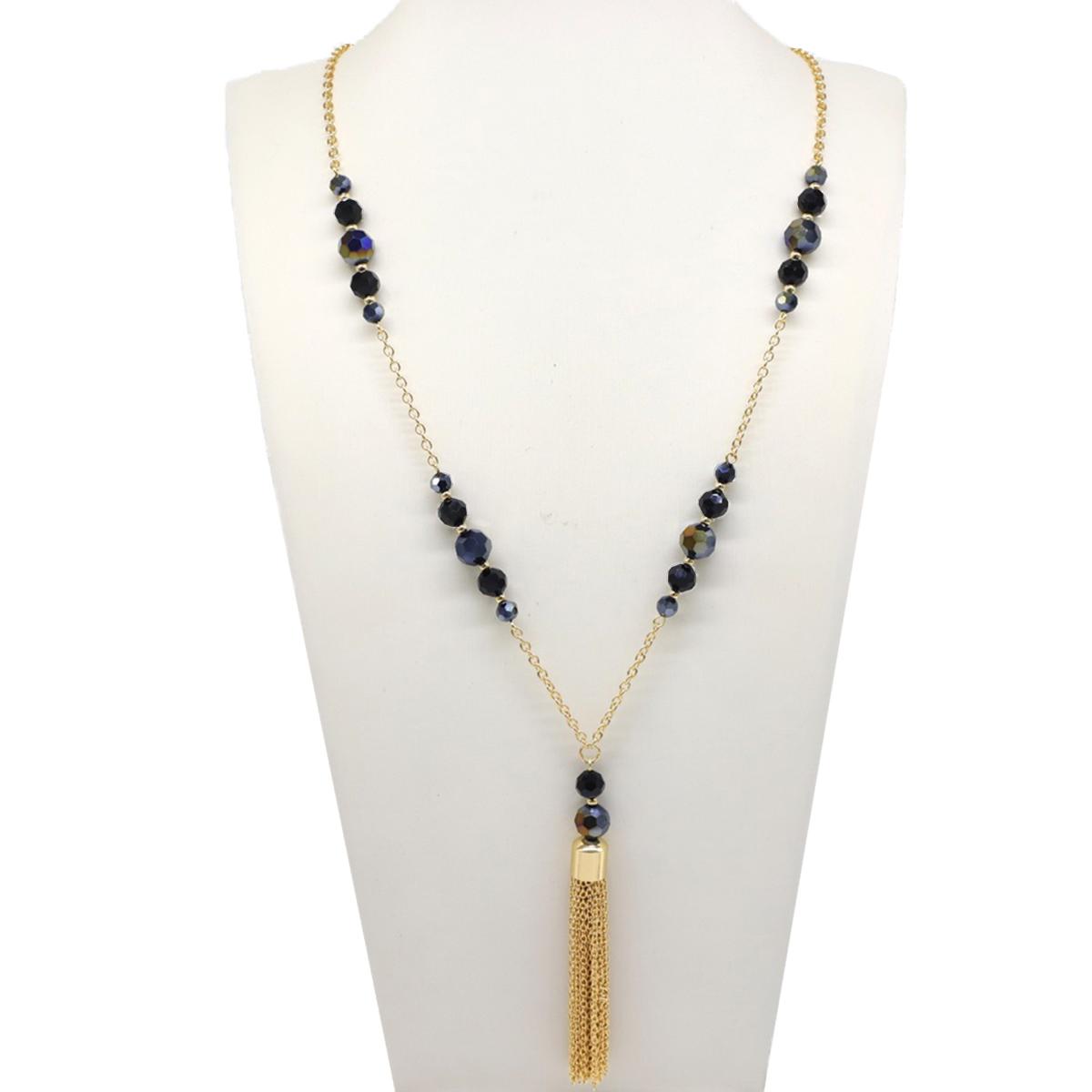 Click here for Ashley Cooper(tm) Black Beaded Tassel Long Necklac... prices