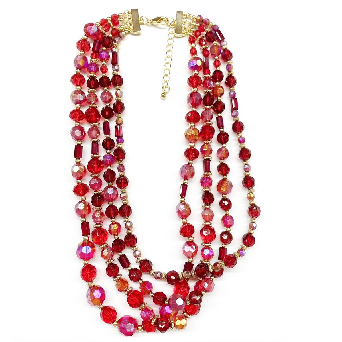 Click here for Ashley Cooper(tm) Red Beaded Multi-Strand Necklace prices