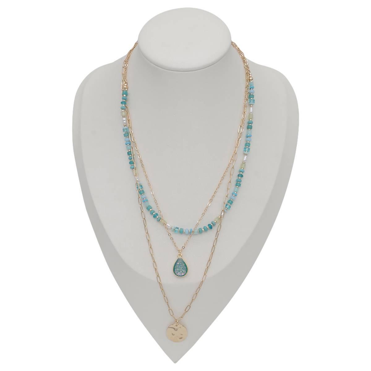 Click here for Ashley Cooper(tm) Aqua Hue Bead & Inlay Pendant La... prices