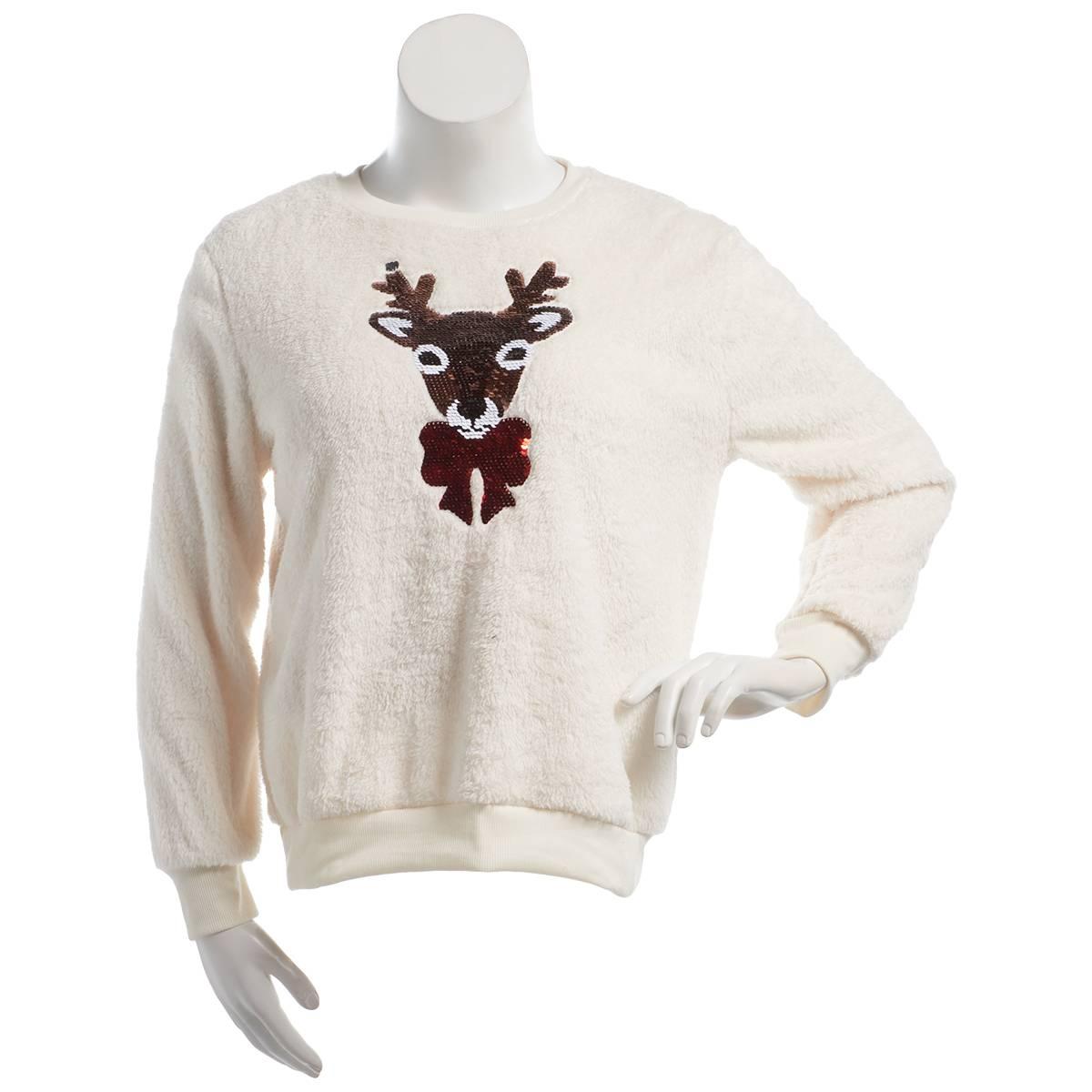 Click here for Womens Inner Circle Sherpa Sweatshirt Reindeer Seq... prices