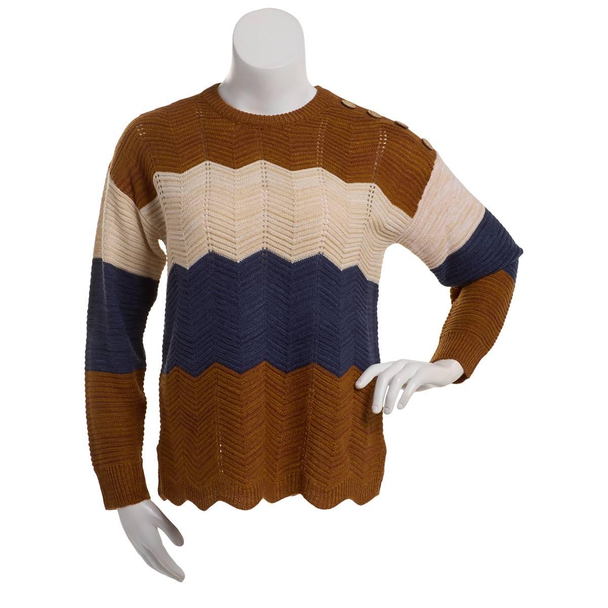 Click here for Womens Inner Circle Long Sleeve Chevron Crochet Sw... prices