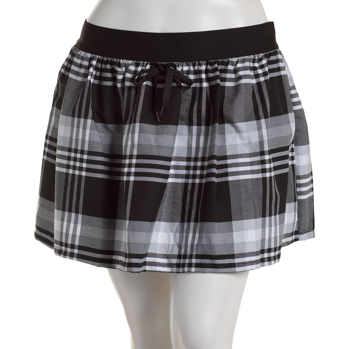 Click here for Juniors Plus Jolie & Joy Plaid Mini Skirt with Ela... prices