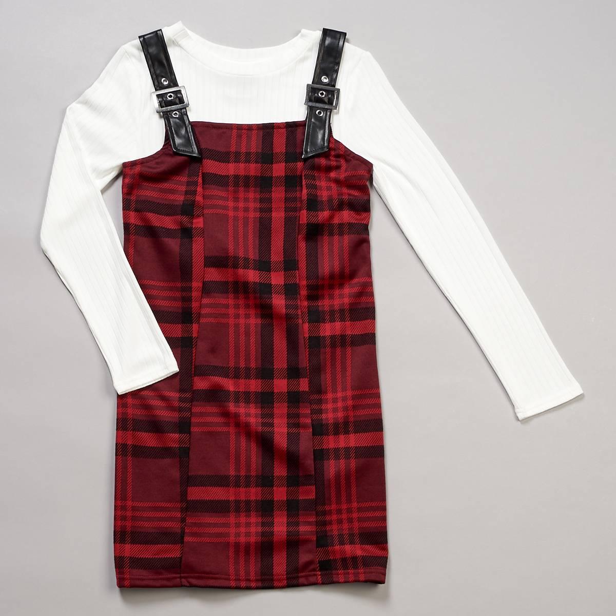 Click here for Girls (7-16) Jolie & Joy Plaid Jumper & Ribbed Sol... prices