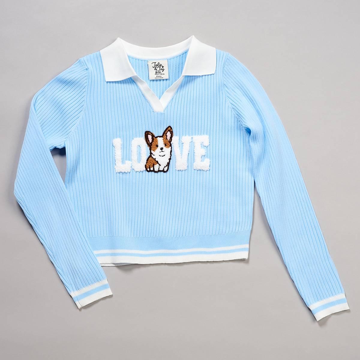 Click here for Girls (7-16) Jolie & Joy Corgi Love Ribbed Polo Sw... prices