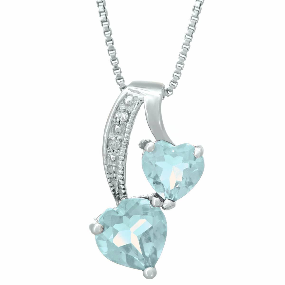 Click here for Gemminded 5mm Heart Created Aquamarine & 0.01ctw.... prices