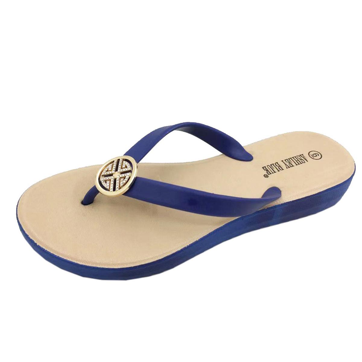 Click here for Womens Ashley Blue Glee Medallion Jelly Flip Flops prices