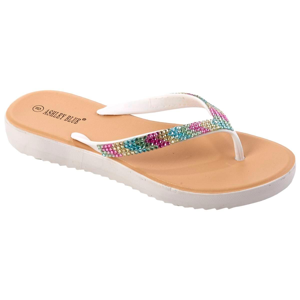 Click here for Womens Ashley Blue Iridescent Platform Flip Flops prices