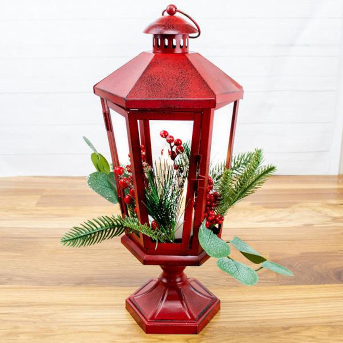 Click here for 17in. Metal Pedestal Lantern and LED Candles with... prices