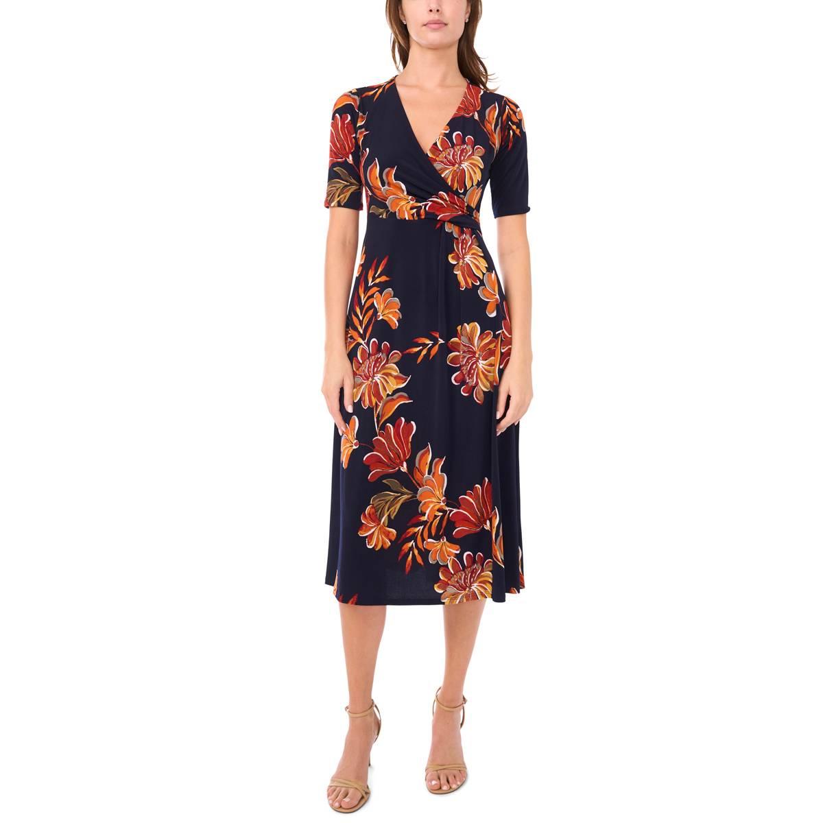 Click here for Womens MSK Elbow Sleeve Surplice Neck Floral Midi... prices