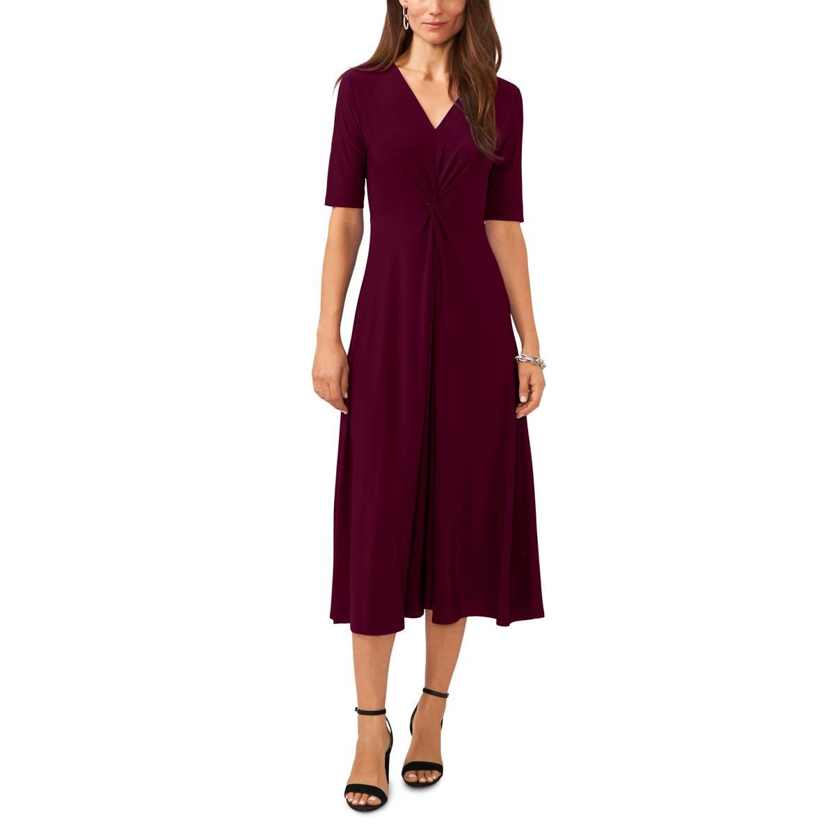 Click here for Womens MSK Elbow Sleeve V-Neck Twist Front Midi Dr... prices