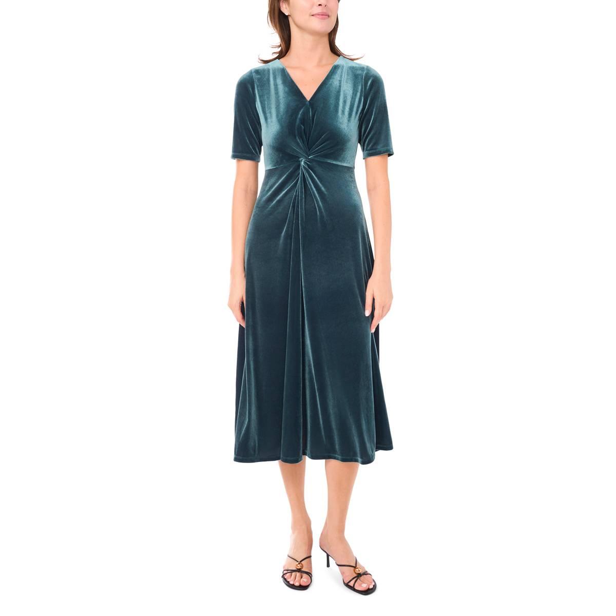 Click here for Womens MSK Velvet V-Neck Front Twist Midi Dress prices