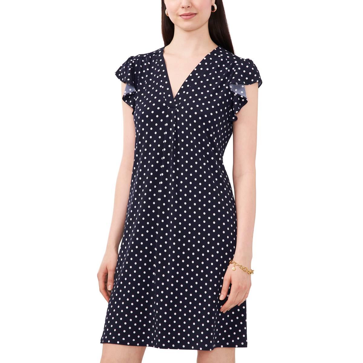 Click here for Womens MSK Flutter Sleeve V Neck Dots A-Line Dress prices