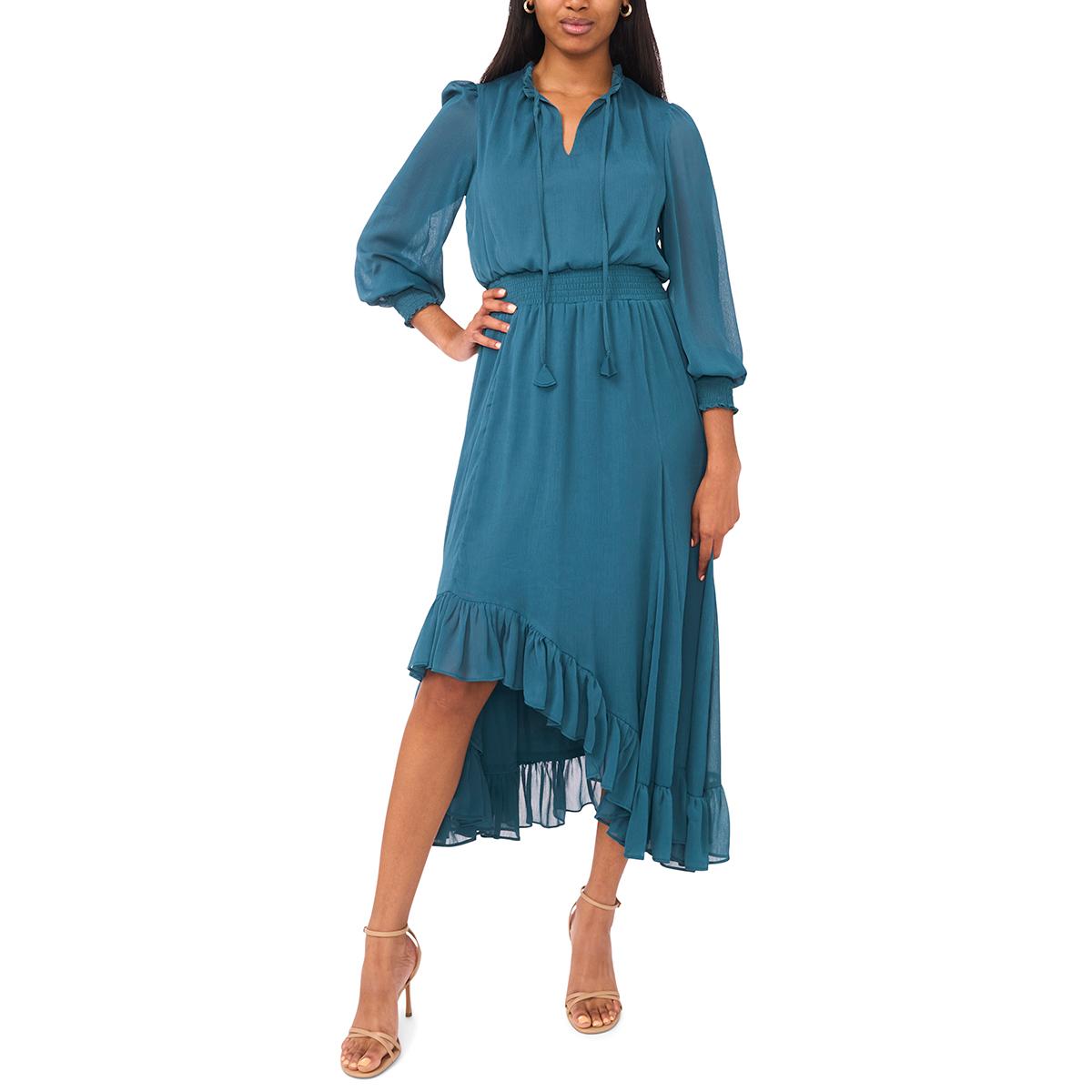 Click here for Womens MSK Long Sleeve Chiffon Asymmetric Midi Dre... prices