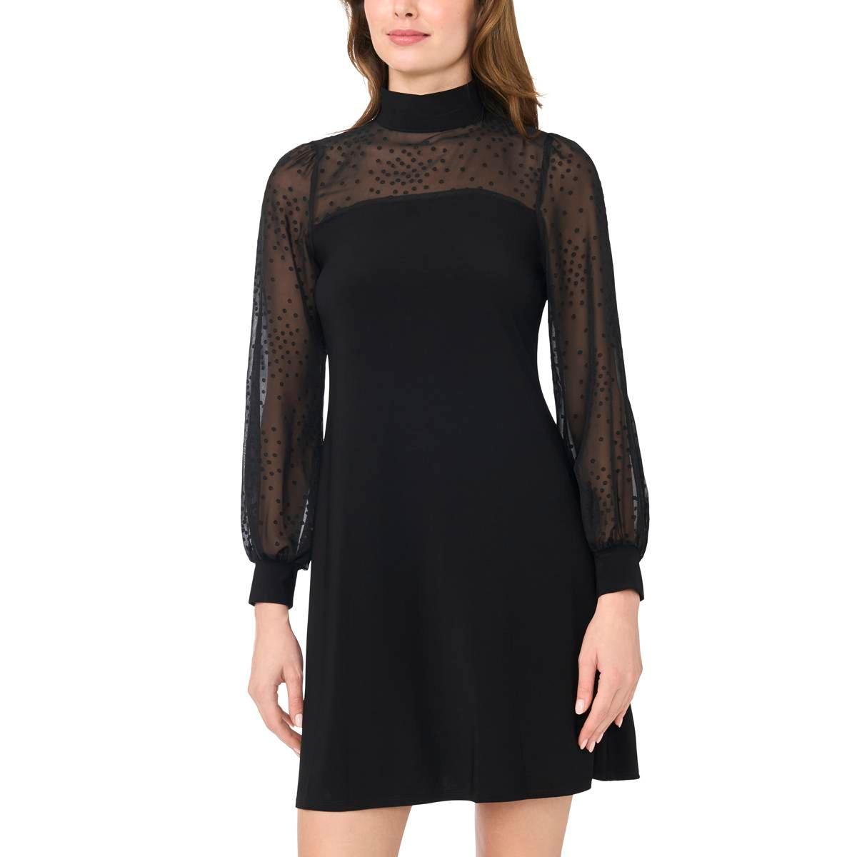 Click here for Womens MSK Long Sleeve Mock Neck Clip Dot A-Line D... prices