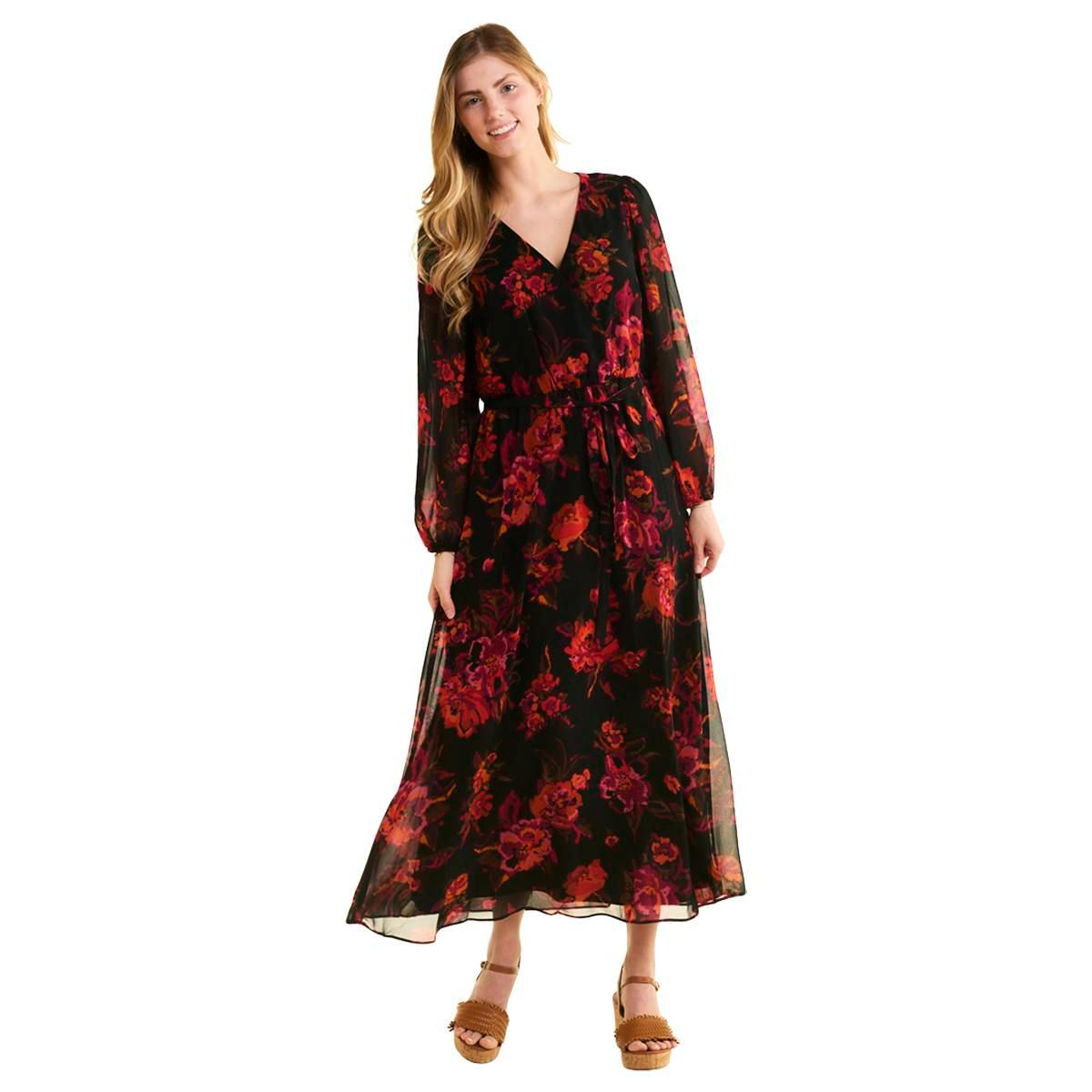 Click here for Womesn MSK Long Sleeve Surplice Flora Midi Dress prices