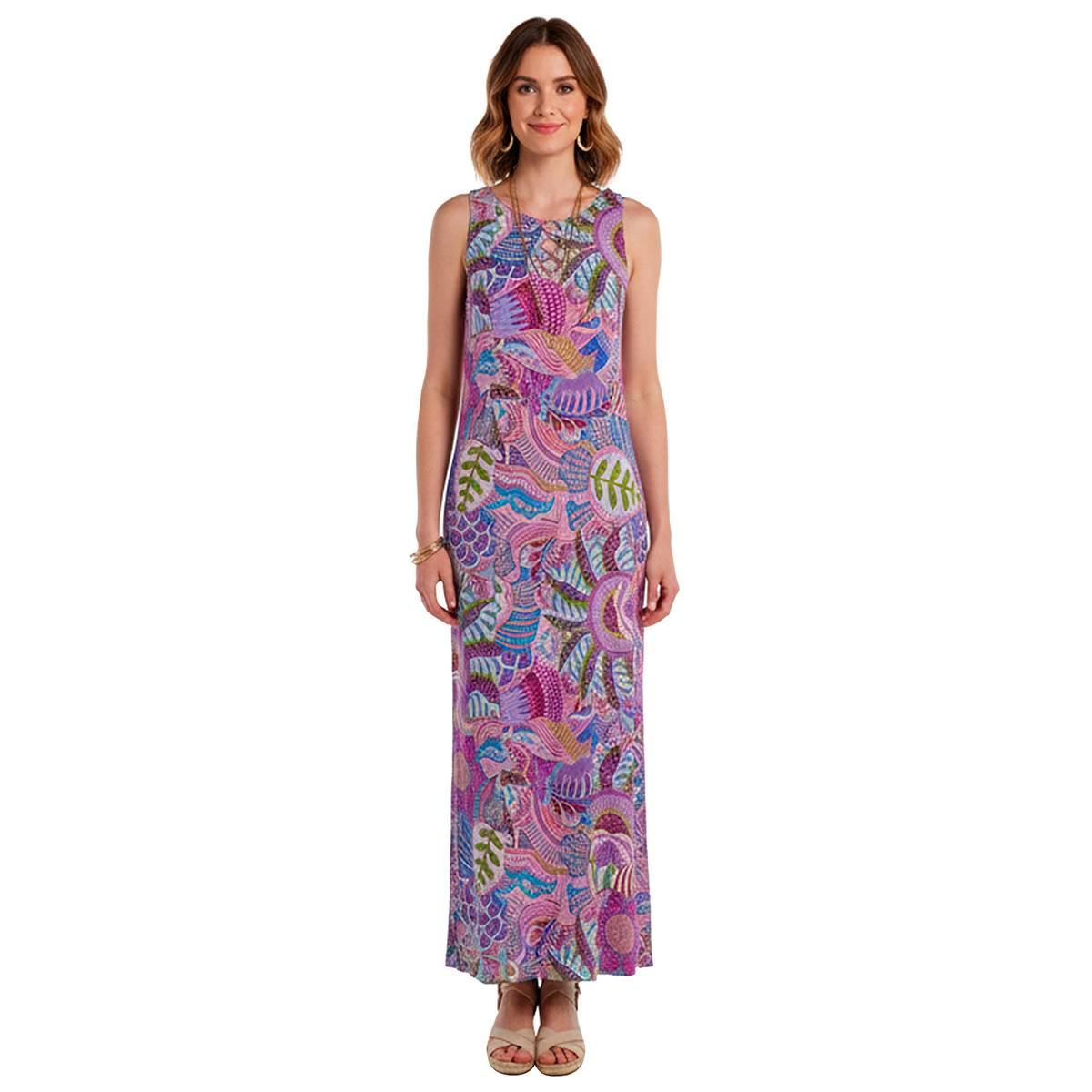 Click here for Womens MSK Sleeveless Abstract 3 O-Ring Maxi Dress prices