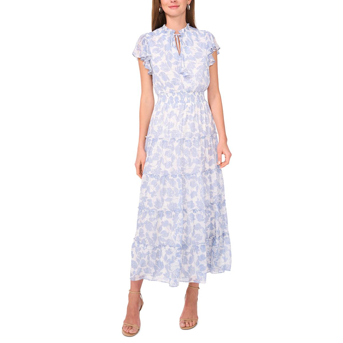 Click here for Womens MSK Cap Sleeve Lurex Leaf Tier Maxi Dress prices