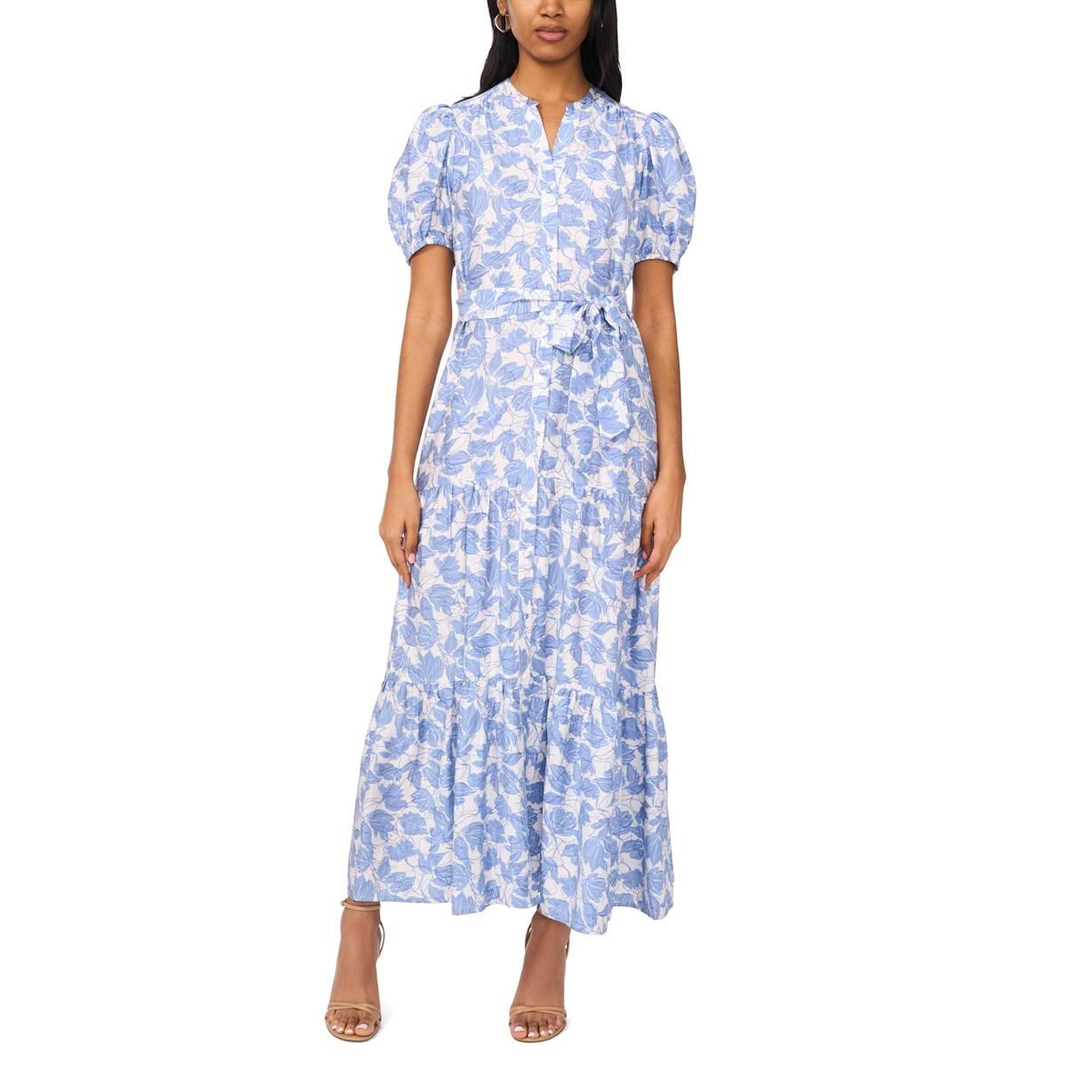 Click here for Womens MSK Puff Sleeve Floral Tie Waist Chiffon Ma... prices