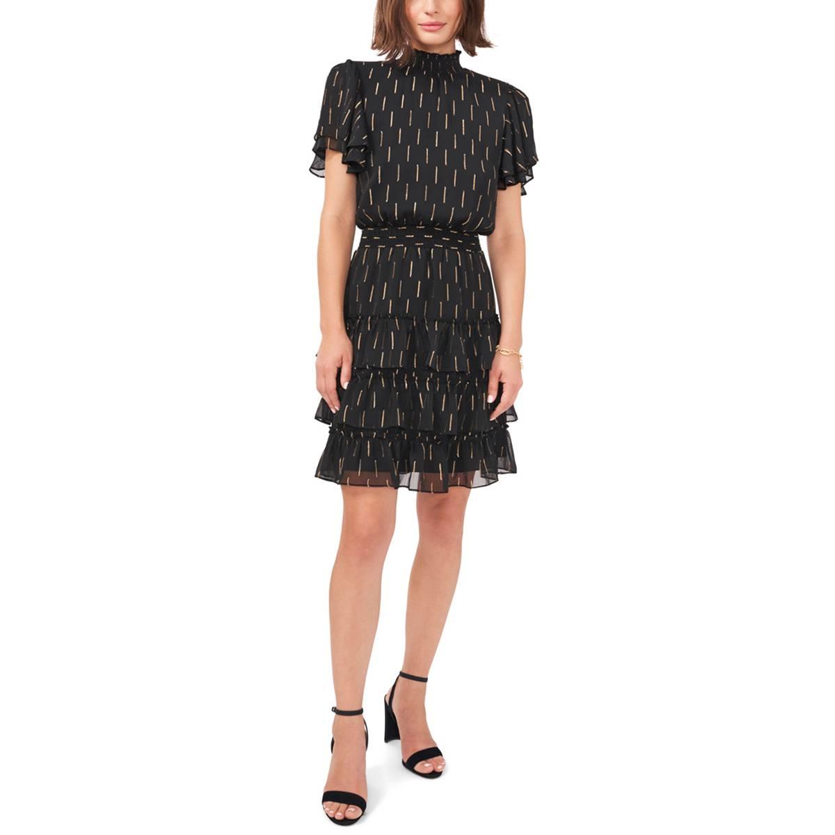 Click here for Womens MSK Flutter Sleeve Foil Dot Tier A-Line Dre... prices