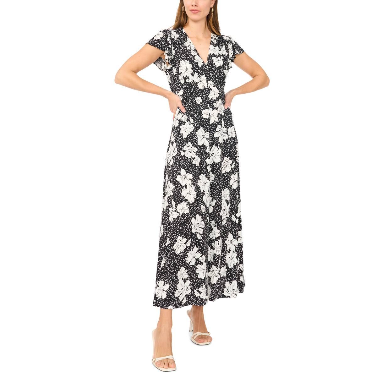 Click here for Womens MSK Short Flutter Sleeve V Neck Floral Midi... prices