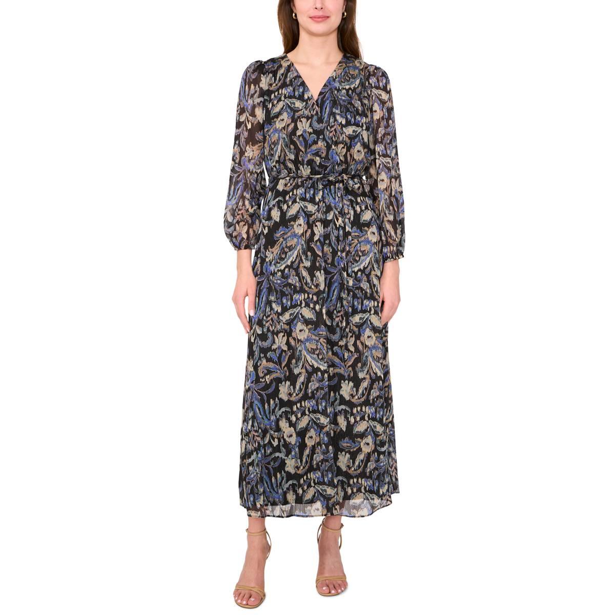 Click here for Womens MSK Long Sleeve Abstract Chiffon Maxi Dress prices