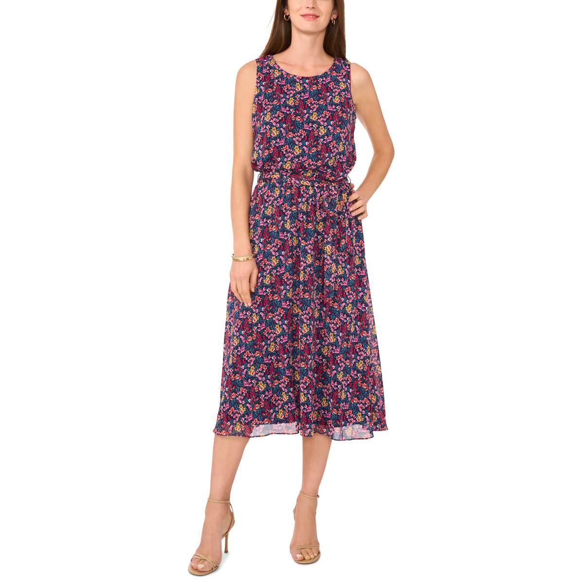 Click here for Womens MSK Sleeveless Floral Chiffon Midi Dress prices