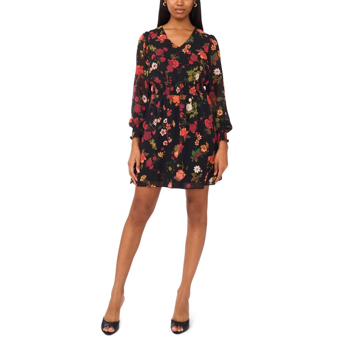 Click here for Petite MSK Long Sleeve V-Neck Floral Chiffon A-Lin... prices