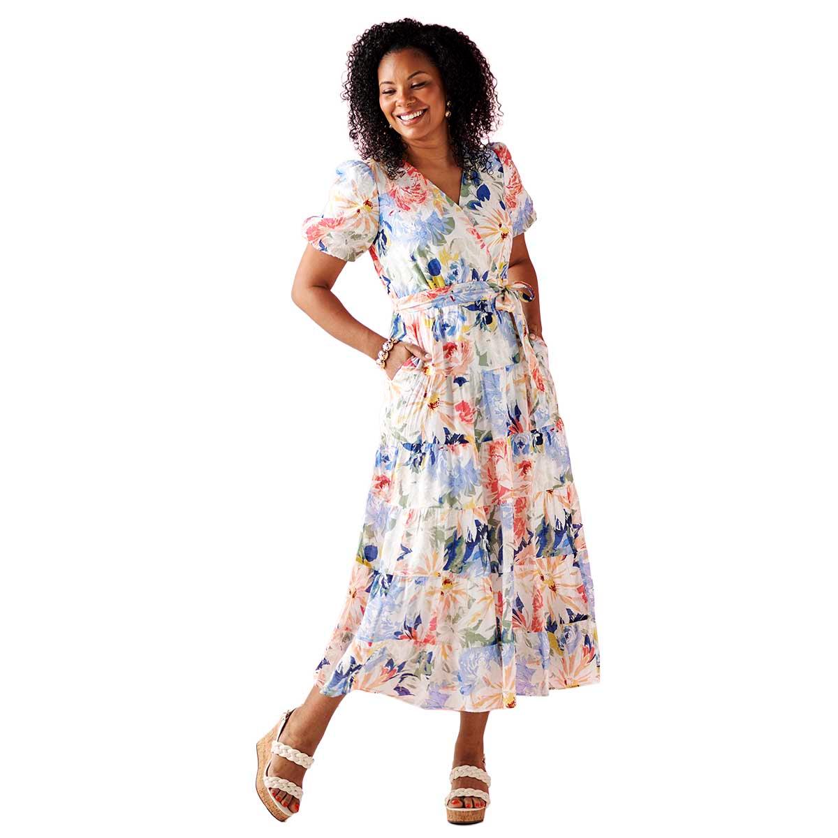 Click here for Womens MSK Puff Sleeve Floral Maxi Dress prices