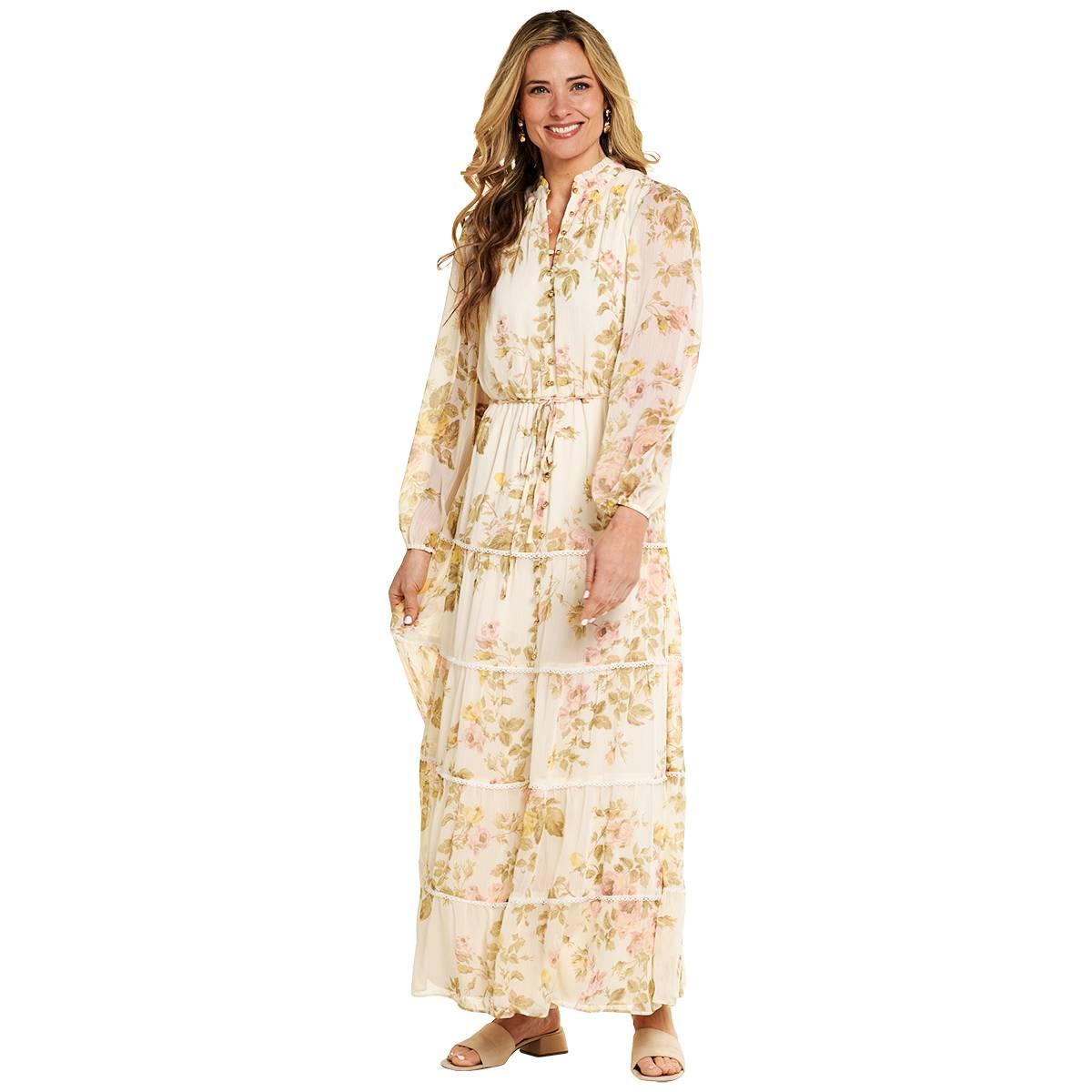 Click here for Womens MSK Long Sleeve Floral Yoryu Tier Maxi Dres... prices