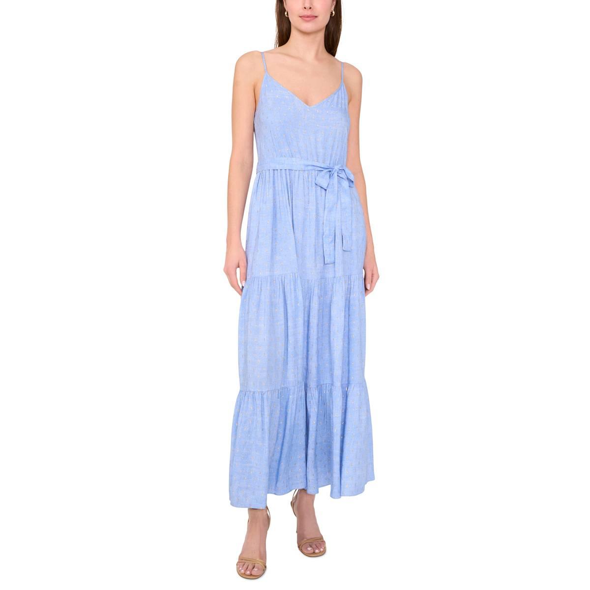 Click here for Womens MSK Sleeveless Dot V-Neck Tier Maxi Dress prices