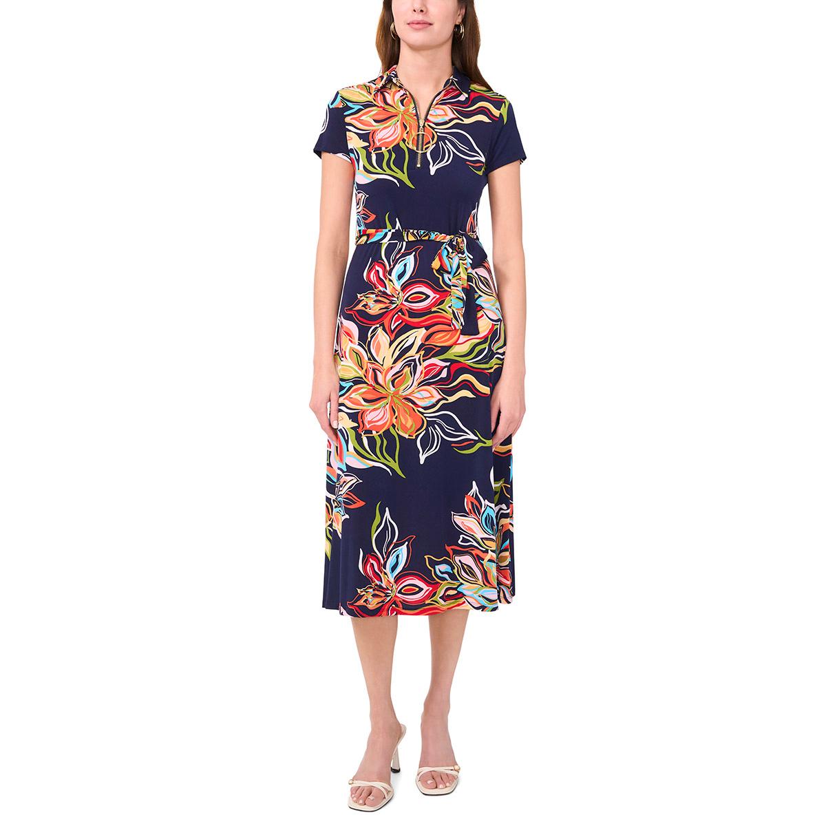 Click here for Womens MSK Short Sleeve Half Zip Neck Midi Dress prices