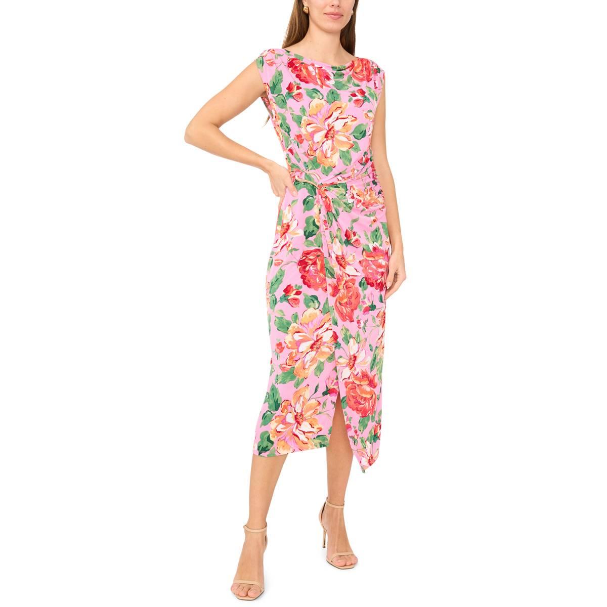 Click here for Womens MSK Cap Sleeve Floral Sheath Midi Dress prices