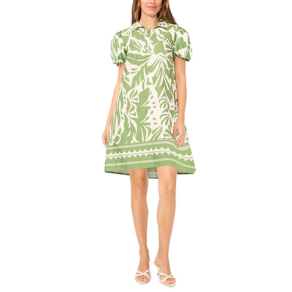 Click here for Womens MSK Short Puff Sleeve Abstract Cotton Shirt... prices