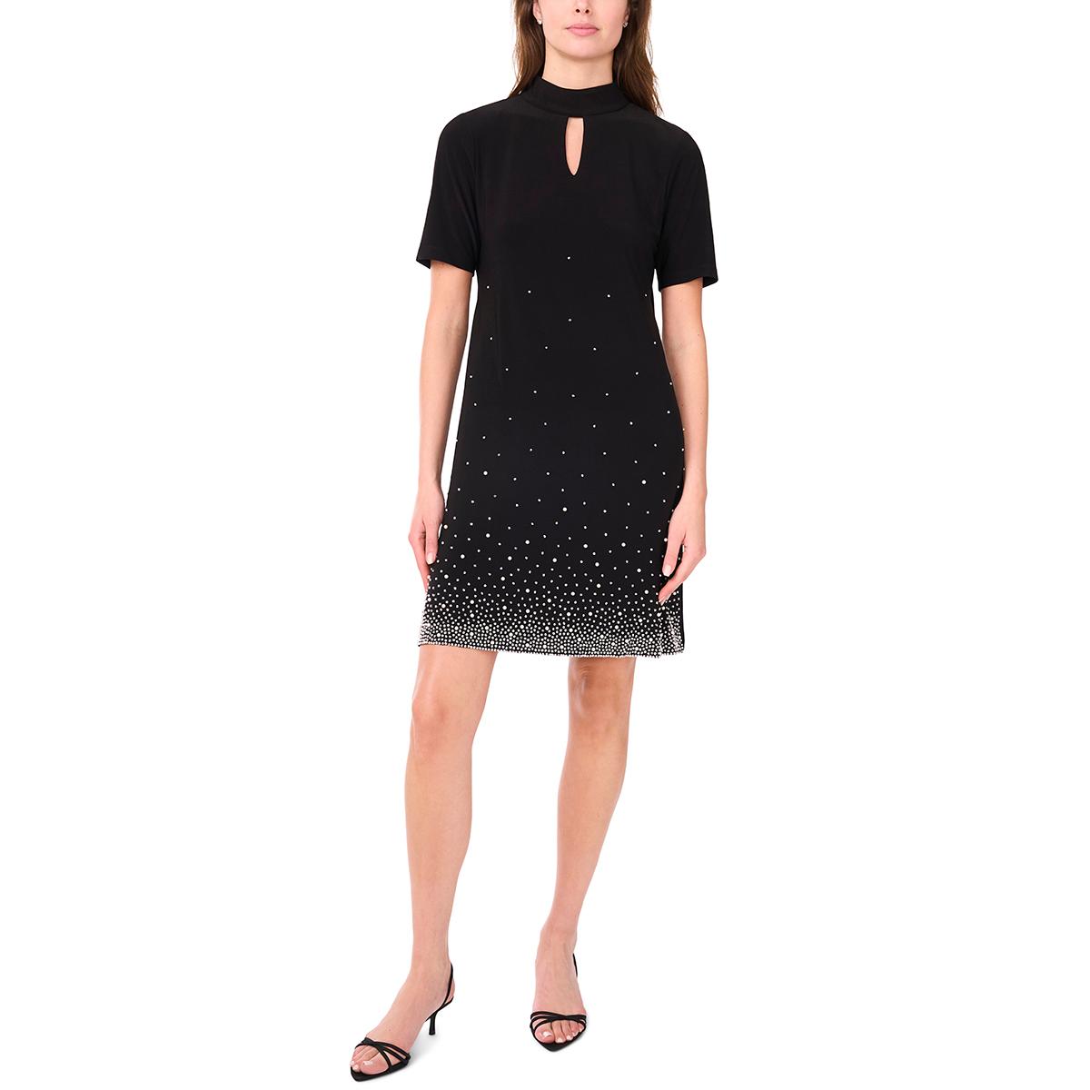 Msk Womens Keyhole Short A-Line Dress - Black