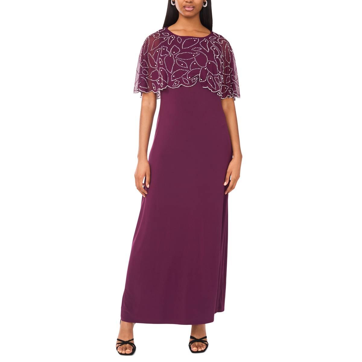 Click here for Petite MSK Asymmetric Beaded Capelet Evening Gown prices